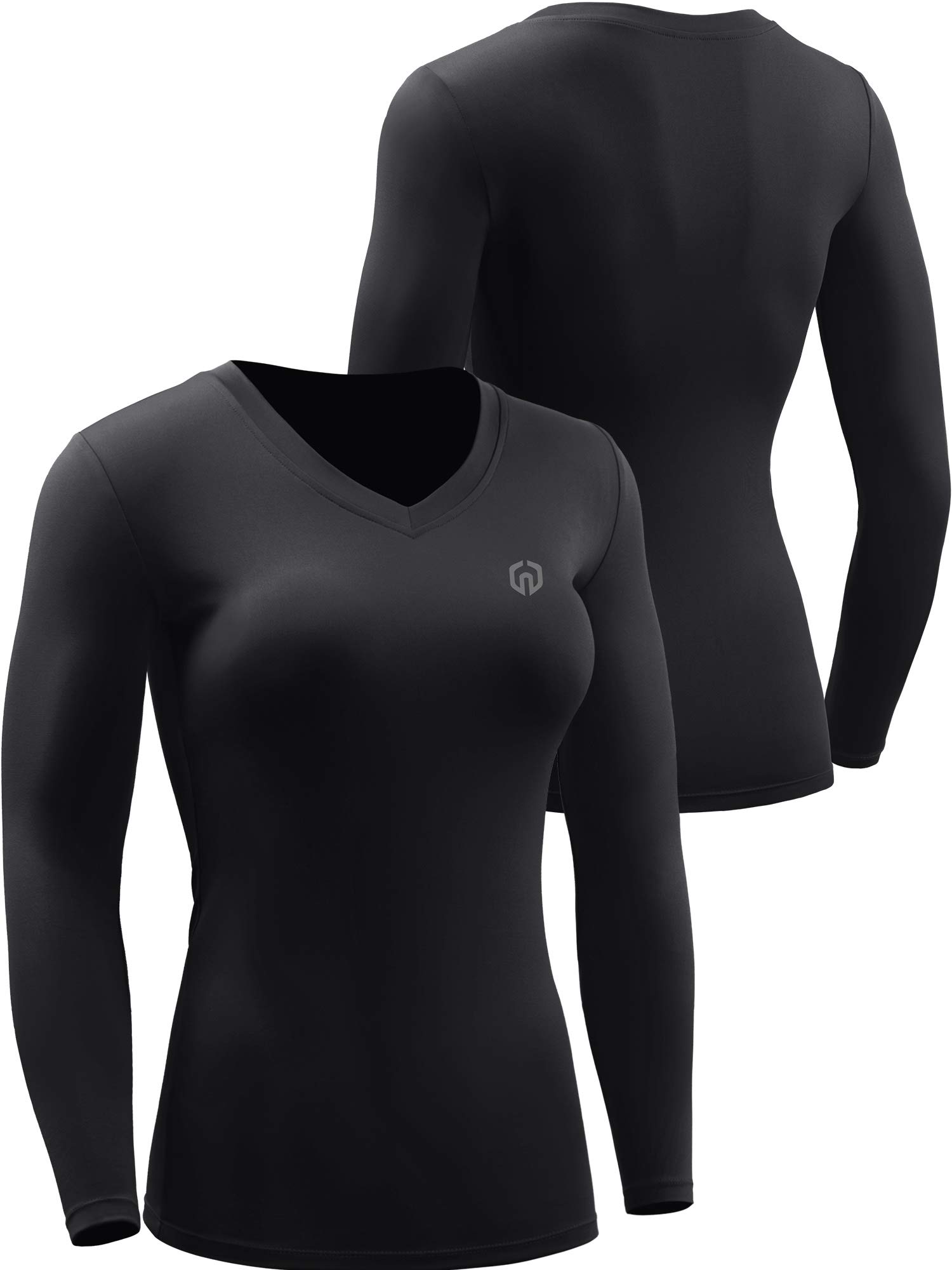 NELEUS Women's 3 Pack Compression Shirts Long Sleeve Yoga Athletic Running Shirts,V-Neck,Black/Blue/White,M