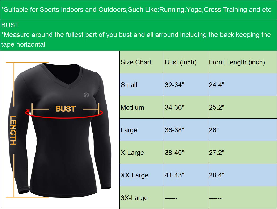 NELEUS Women's 3 Pack Compression Shirts Long Sleeve Yoga Athletic Running Shirts,V-Neck,Black/Blue/White,M