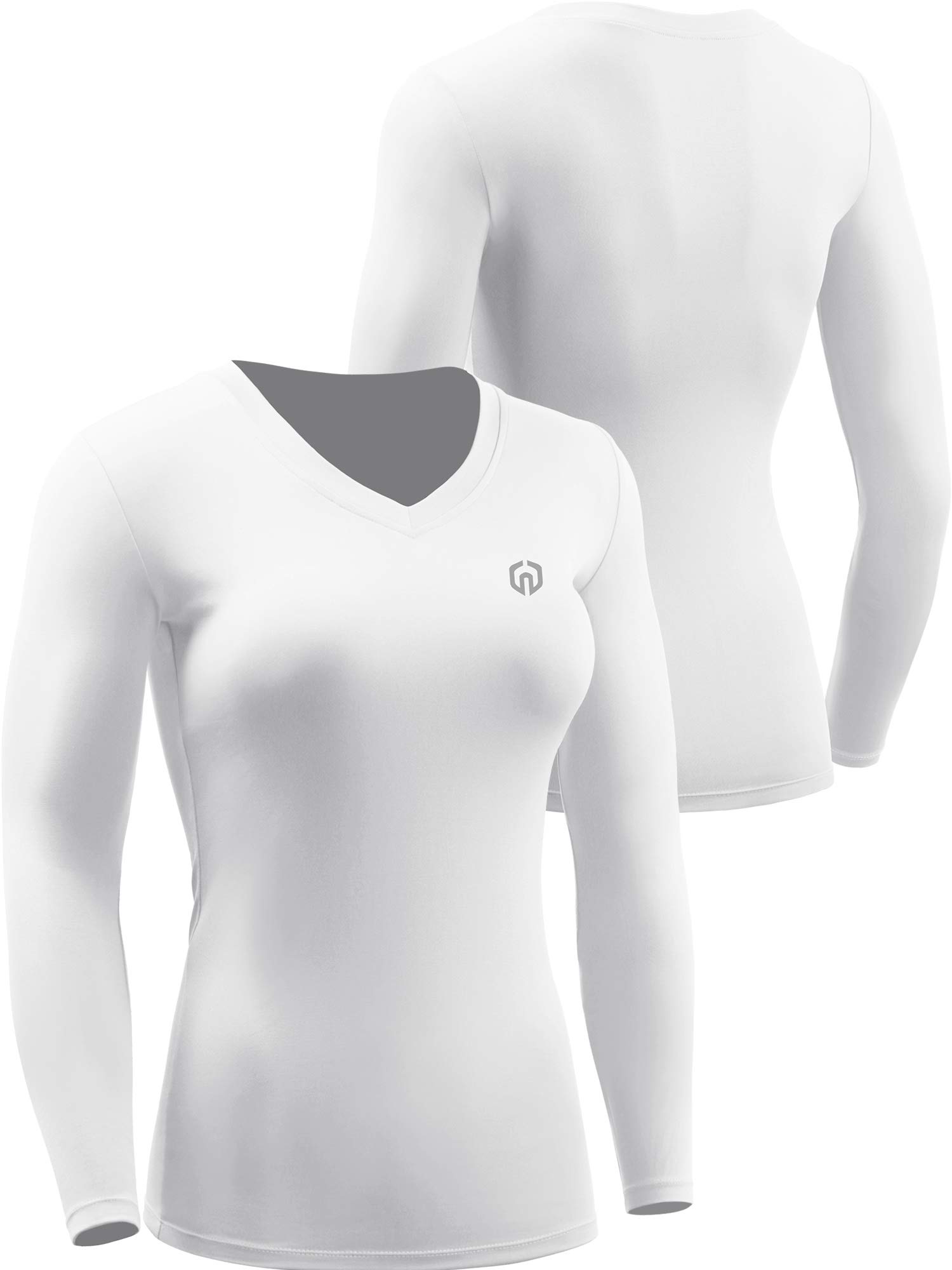 NELEUS Women's 3 Pack Compression Shirts Long Sleeve Yoga Athletic Running Shirts,V-Neck,Black/Blue/White,M