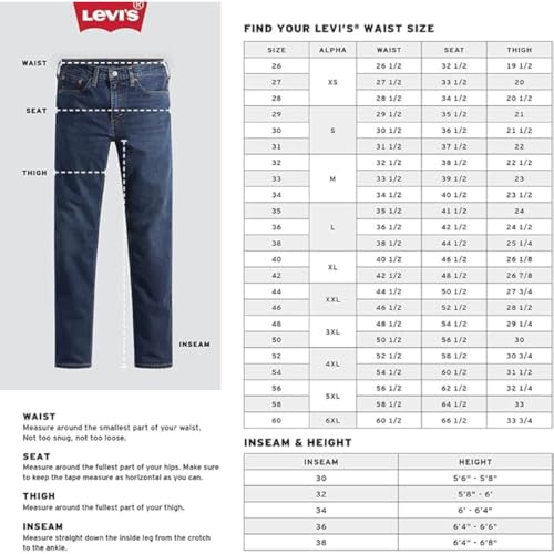 Levi's Men's 505 Regular Fit Jeans (Also Available in Big & Tall), Nail Loop Knot-Dark Indigo, 56W x 34L