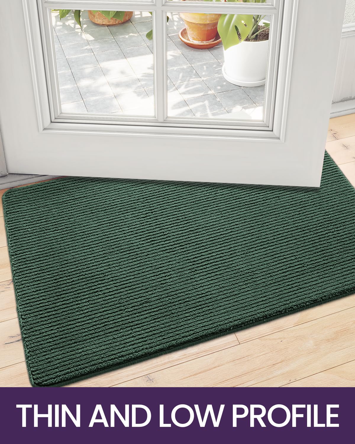 DEXI Door Mat Entryway Doormat Front Entrance Non-Slip Low Profile Washable for Inside Entry 23.5"x35.5",Sea Green