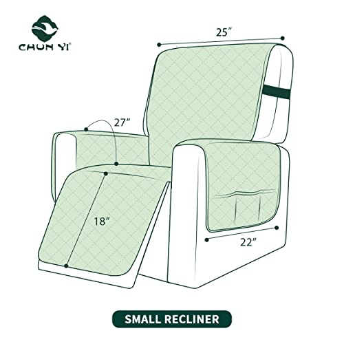 CHUN YI Recliner Chair Cover Reversible Small Recliner Slipcover for Dogs Seat Width to 25 Inch Washable Recliner Chair Protector with Elastic Adjustable Strap for Kids and Pets (Small, Navy)