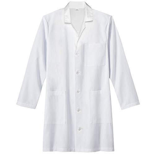 TALVANIA Women's Lab Coat White Long Sleeve Coats Cotton Laboratory Uniform Doctor Nurse Coat (Large)