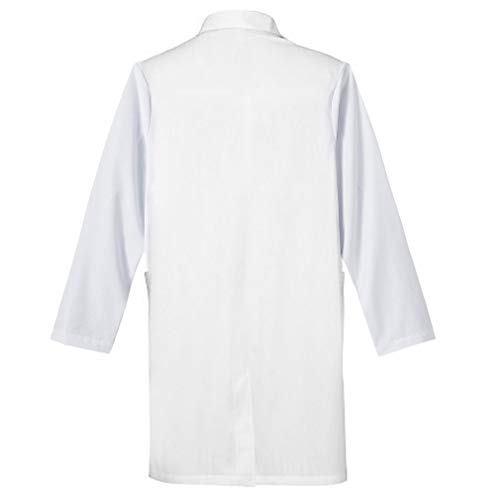 TALVANIA Women's Lab Coat White Long Sleeve Coats Cotton Laboratory Uniform Doctor Nurse Coat (Large)