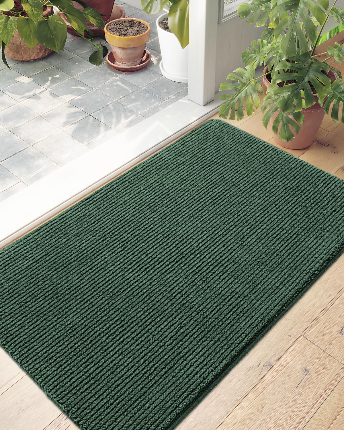 DEXI Door Mat Entryway Doormat Front Entrance Non-Slip Low Profile Washable for Inside Entry 23.5"x35.5",Sea Green