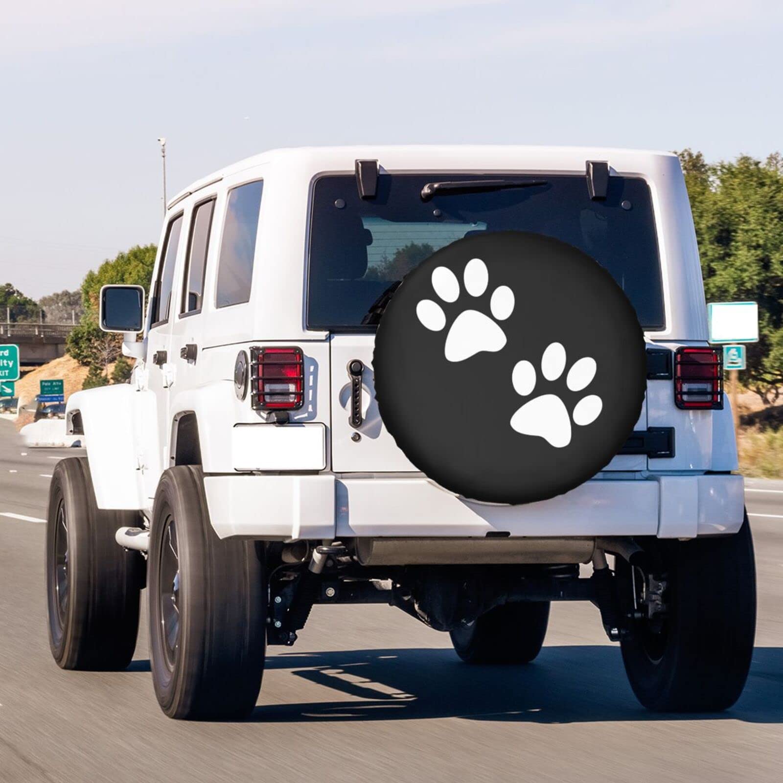 Foruidea Paw Print Spare Tire Cover Dust-Proof Wheel Tire Cover Fit Trailer, RV, SUV and Many Vehicle 17 Inch
