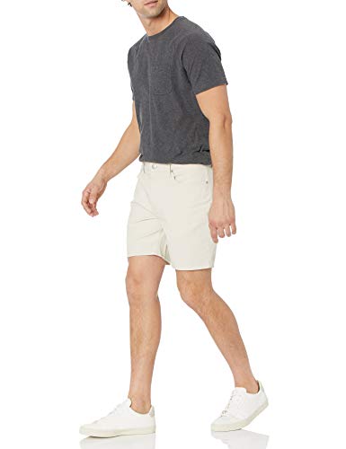 Amazon Essentials Men's Slim-Fit 7" Inseam Stretch 5-Pocket Short, Stone, 36