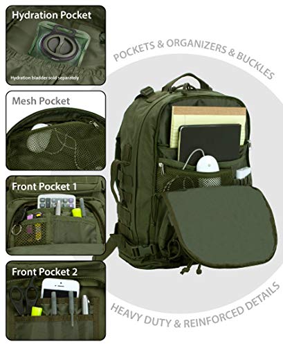 Rockland Military Tactical Laptop Backpack, Green, Large