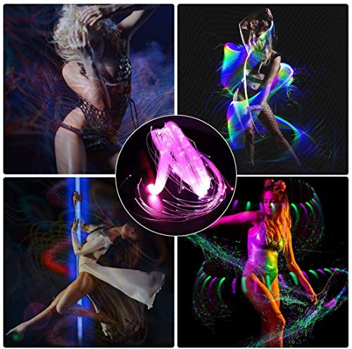 COMLZD LED Whip Fiber Optic Whip Dance Space Whip Super Bright Light 10 Color Effect Mode 360°Swivel for Rave Accessories, Parties, Light Shows, EDM Music Festivals