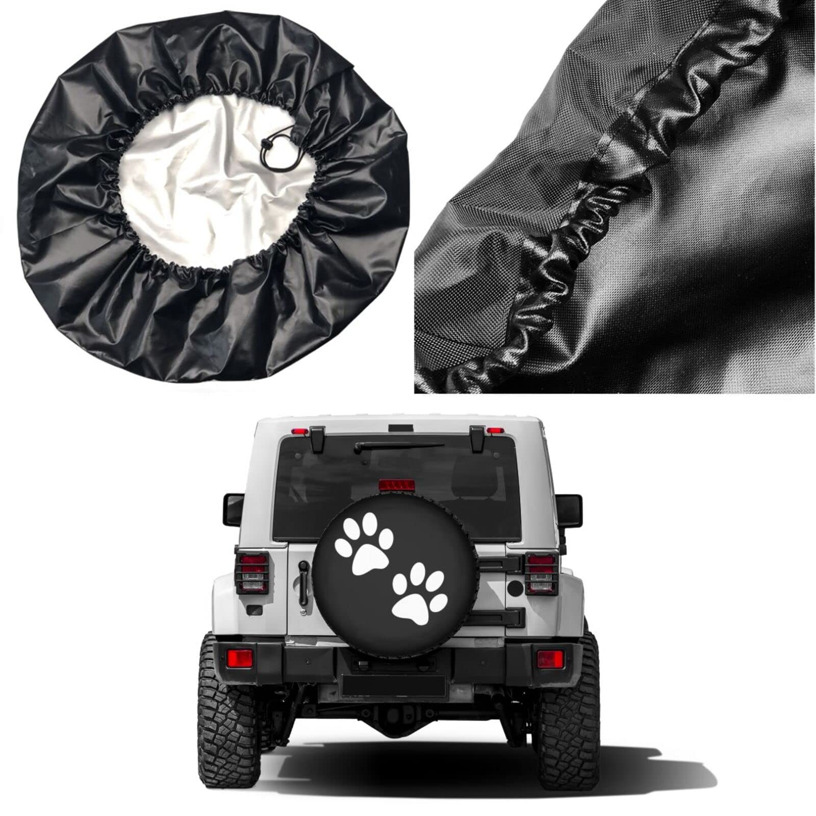 Foruidea Paw Print Spare Tire Cover Dust-Proof Wheel Tire Cover Fit Trailer, RV, SUV and Many Vehicle 17 Inch