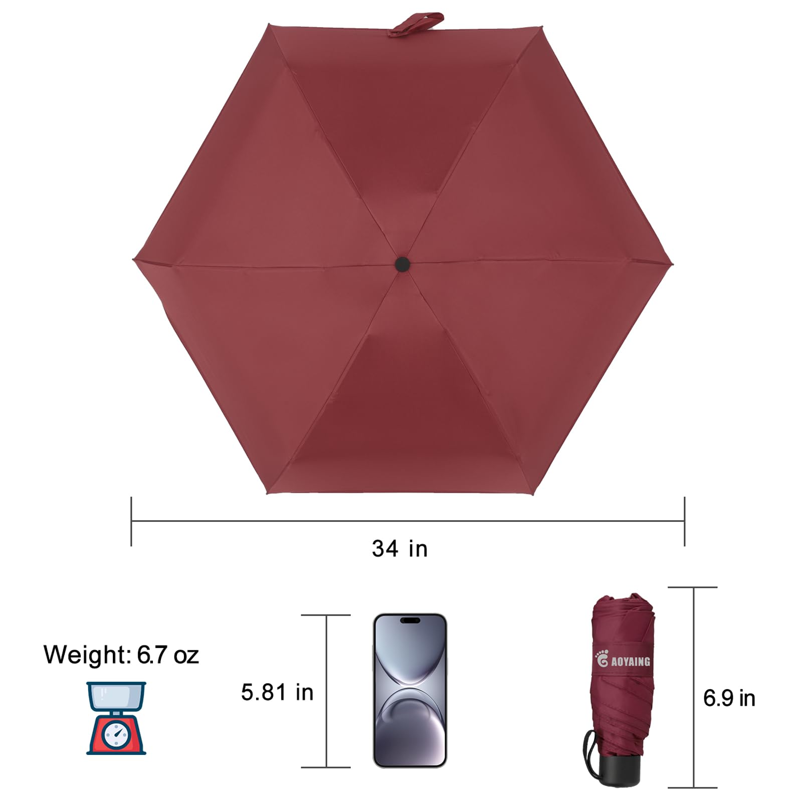 GAOYAING Travel Umbrella Mini Umbrellas for Rain Sun&Rain Lightweight Small UV Sun Umbrella Compact Suit for Pocket with Case