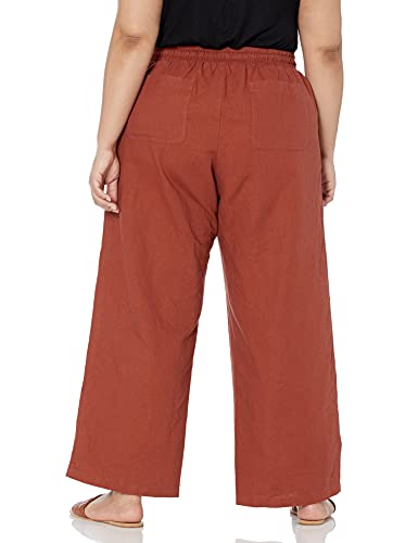 Amazon Essentials Women's Linen Blend Drawstring Relaxed Fit Wide Leg Pant (Available in Plus Size), Terracotta, 3X