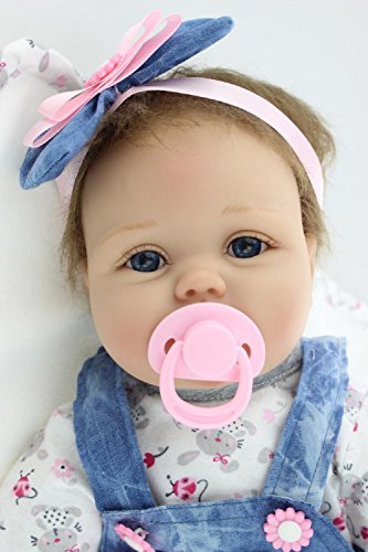 scnbom Reborn Baby Dolls Black Girls 22inch Realistic Silicone Toddler Lifelike Babies That Look Real boy Eyes Open (Green)