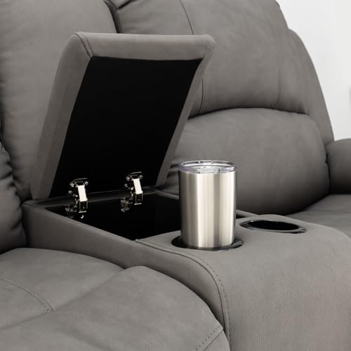 Camper Comfort 67" Wall Hugger Reclining | RV Theater Seats | Double Recliner RV Sofa & Console | RV Couch | RV Theater Seating | RV Furniture (Manual, Slate)