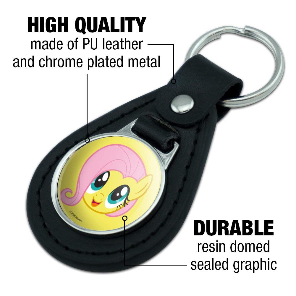 GRAPHICS & MORE Black Leather My Little Pony Fluttershy Face Keychain