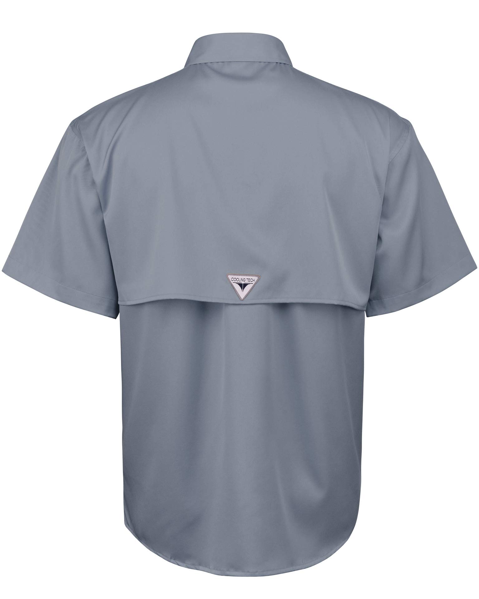 Alimens & Gentle Short Sleeve Fishing Shirt Wicking Fabric Sun Protection Casual Button Down Shirts Grey