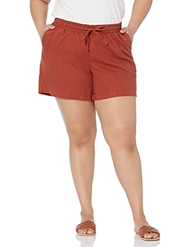 Amazon Essentials Women's 5" Inseam Drawstring Linen Blend Short (Available in Plus Size), Terracotta, 2X