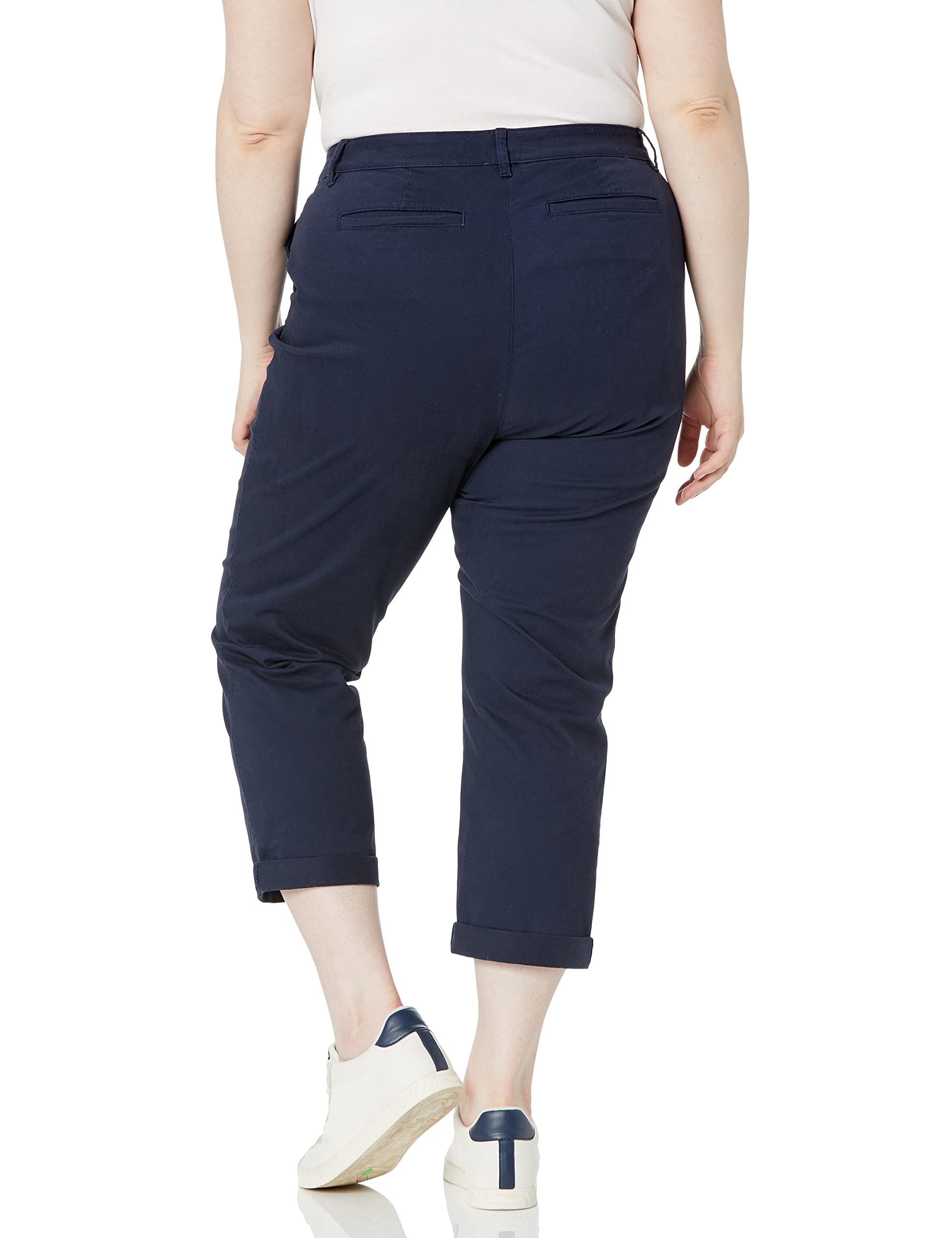 Amazon Essentials Women's Mid-Rise Slim-Fit Cropped Tapered Leg Khaki Pant (Available in Plus Size), Navy, 12