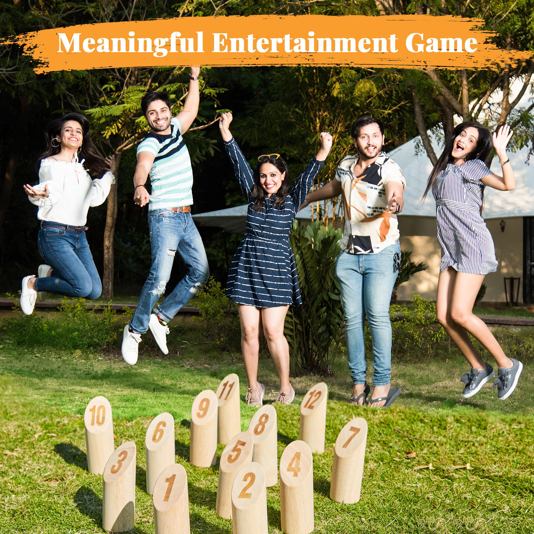Aivalas Wooden Tossing Game Set, 12PCS Numbered Block Toss Games with Scoreboard & Carrying Case, Outdoor Lawn Backyard Beach Game, Gift for Family Toss Party Group