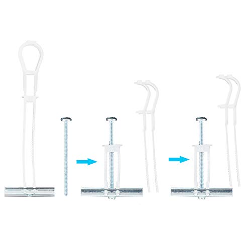 HOME MASTER HARDWARE Toggle Anchors 50 Pack, Zinc-Plated Steel Channel, 1/4 in Drywall Anchor with Bolt, 3/8" to 2-1/2" Grip Range, for 1/4"-20 UNC Fastener Size