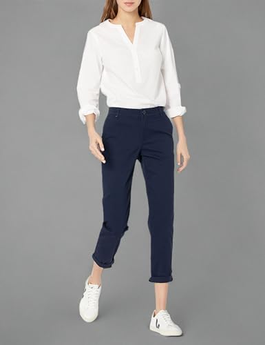 Amazon Essentials Women's Mid-Rise Slim-Fit Cropped Tapered Leg Khaki Pant (Available in Plus Size), Navy, 12