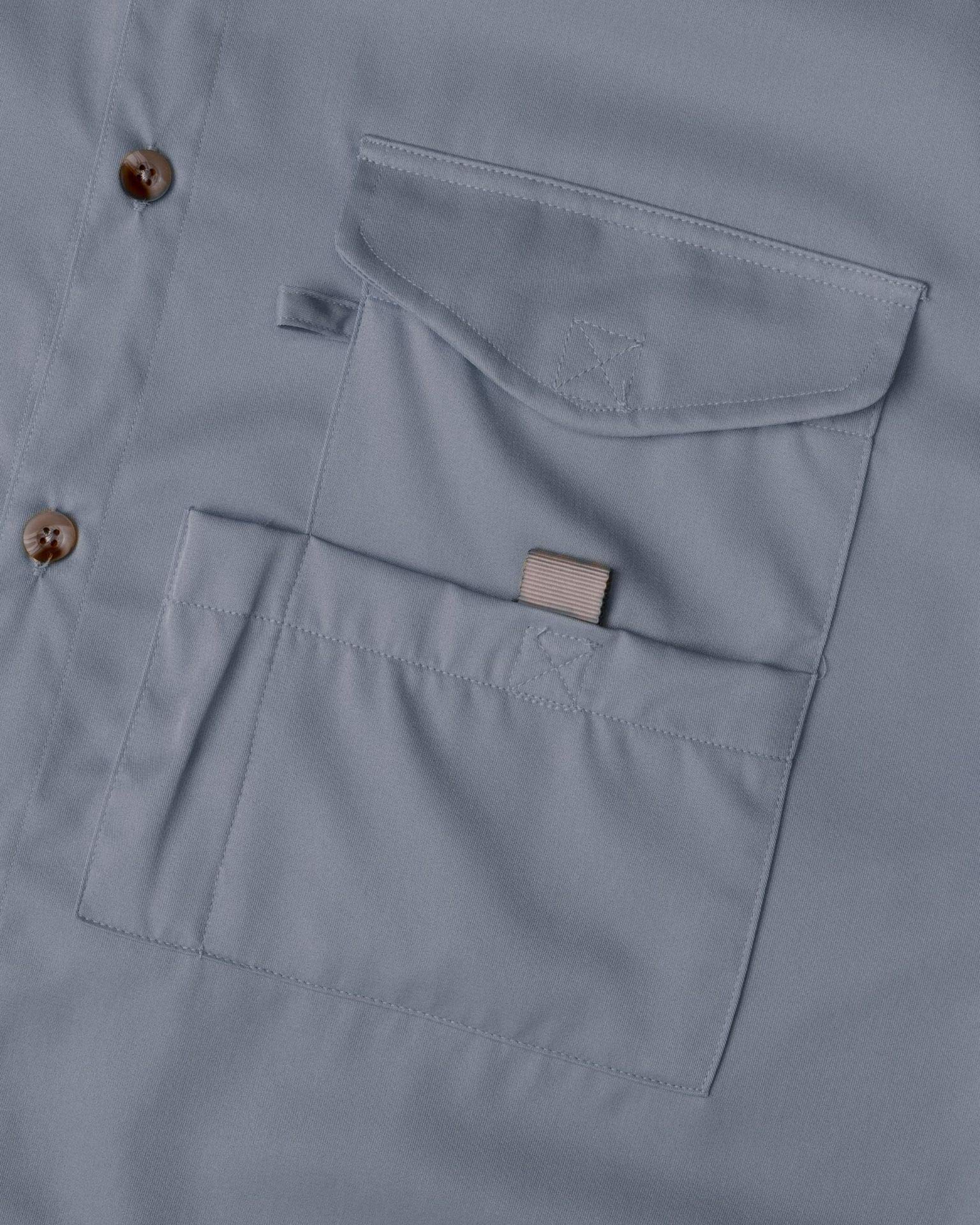Alimens & Gentle Short Sleeve Fishing Shirt Wicking Fabric Sun Protection Casual Button Down Shirts Grey