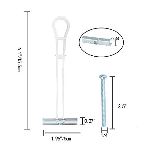HOME MASTER HARDWARE Toggle Anchors 50 Pack, Zinc-Plated Steel Channel, 1/4 in Drywall Anchor with Bolt, 3/8" to 2-1/2" Grip Range, for 1/4"-20 UNC Fastener Size