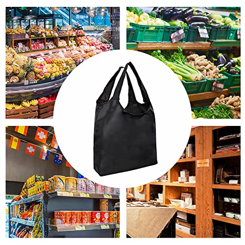 20 Pack Durable Folding Large Kitchen Reusable Shopping Bags with Handles Bulk, Aricsen Recycle Foldable Grocery Heavy Duty Washable into Pocket Lightweight Portable Nylon Tote, Polyester Cloth, Black