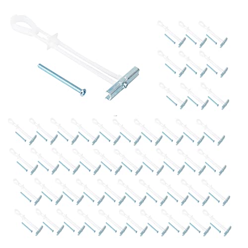 HOME MASTER HARDWARE Toggle Anchors 50 Pack, Zinc-Plated Steel Channel, 1/4 in Drywall Anchor with Bolt, 3/8" to 2-1/2" Grip Range, for 1/4"-20 UNC Fastener Size