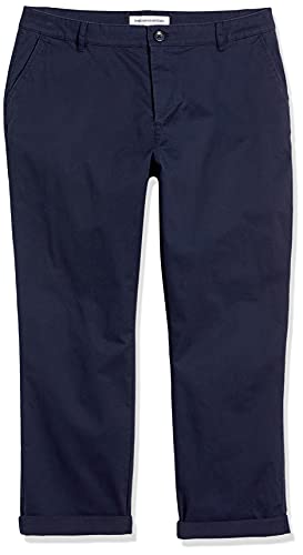 Amazon Essentials Women's Mid-Rise Slim-Fit Cropped Tapered Leg Khaki Pant (Available in Plus Size), Navy, 12