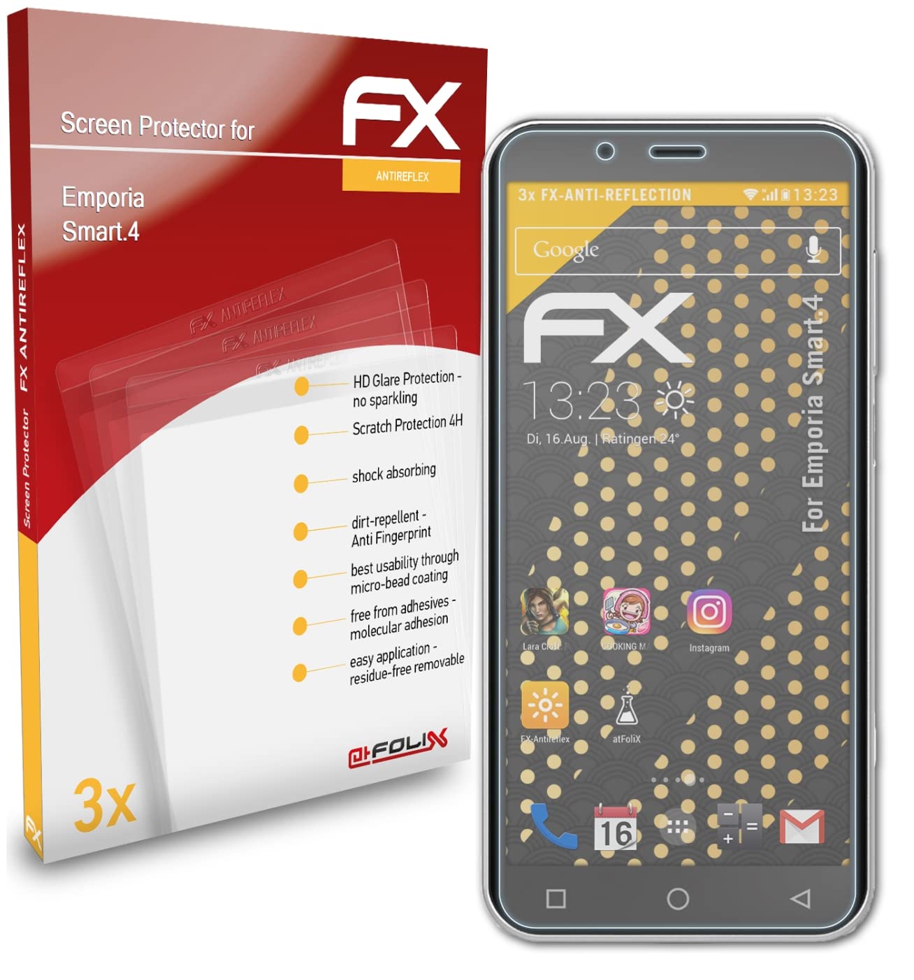 atFoliX Screen Protector compatible with Emporia Smart.4 Screen Protection Film, anti-reflective and shock-absorbing FX Protector Film (3X)