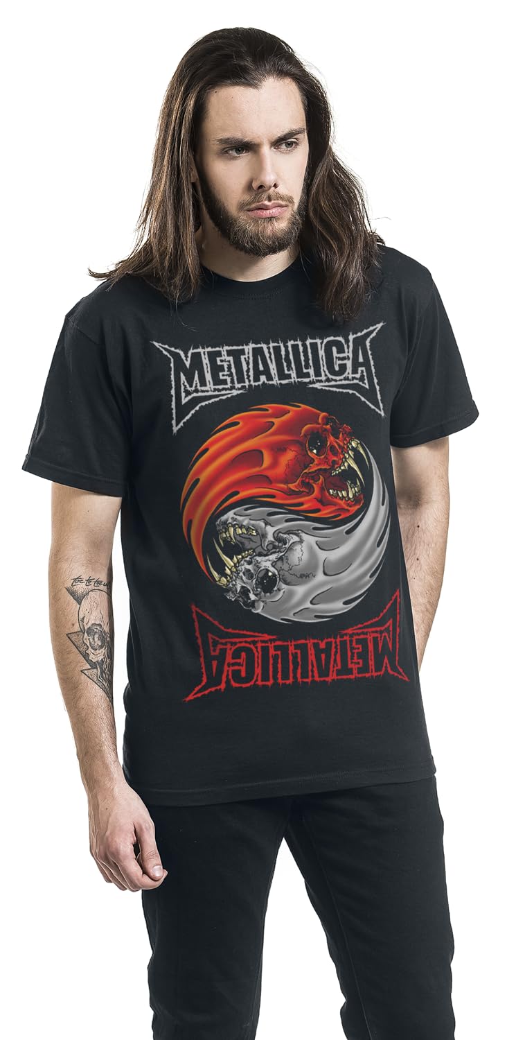 Metallica T Shirt Yin Yang Band Logo Official Mens Black Size L