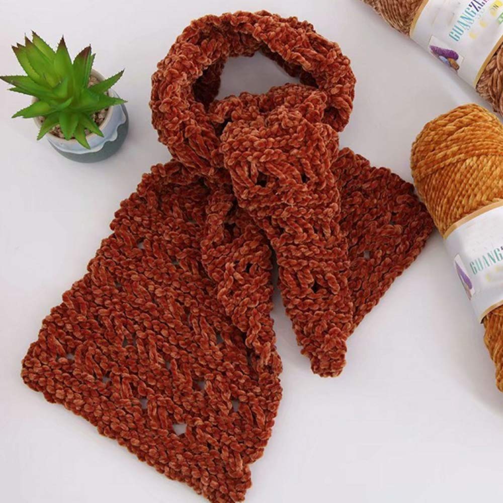 Wine Red Velvet Chenille Yarn DIY Winter Sweater Scarf Gloves Yarn Fluffy Soft Warm Yarn Accessory Yarn Knitting Materials 200g