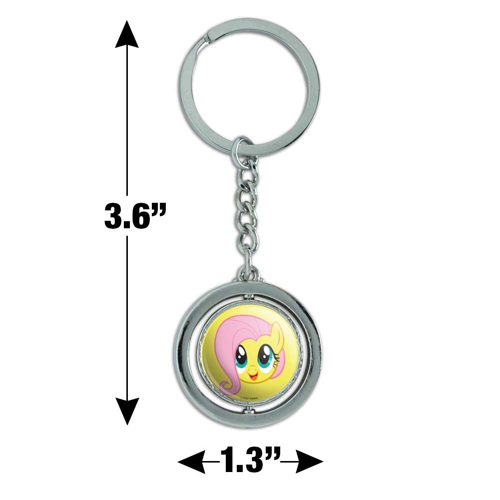 GRAPHICS & MORE My Little Pony Fluttershy Face Keychain Spinning Round Chrome Plated Metal