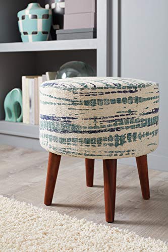 Coaster Home Furnishings Round Accent Stool Blue and White