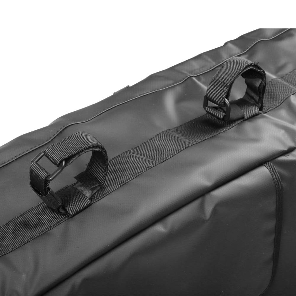 IKON MOTORSPORTS Tailgate Pad, Compatible With Most Trucks 53Inches Width Pickup, Black PVC Tailgate Pad w/ 5-Bike Straps & 1 Tool Bag
