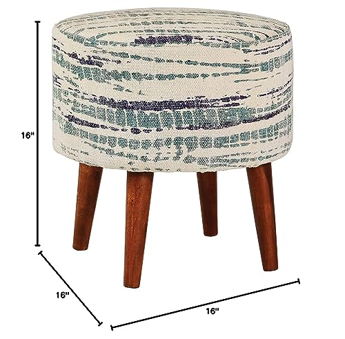 Coaster Home Furnishings Round Accent Stool Blue and White