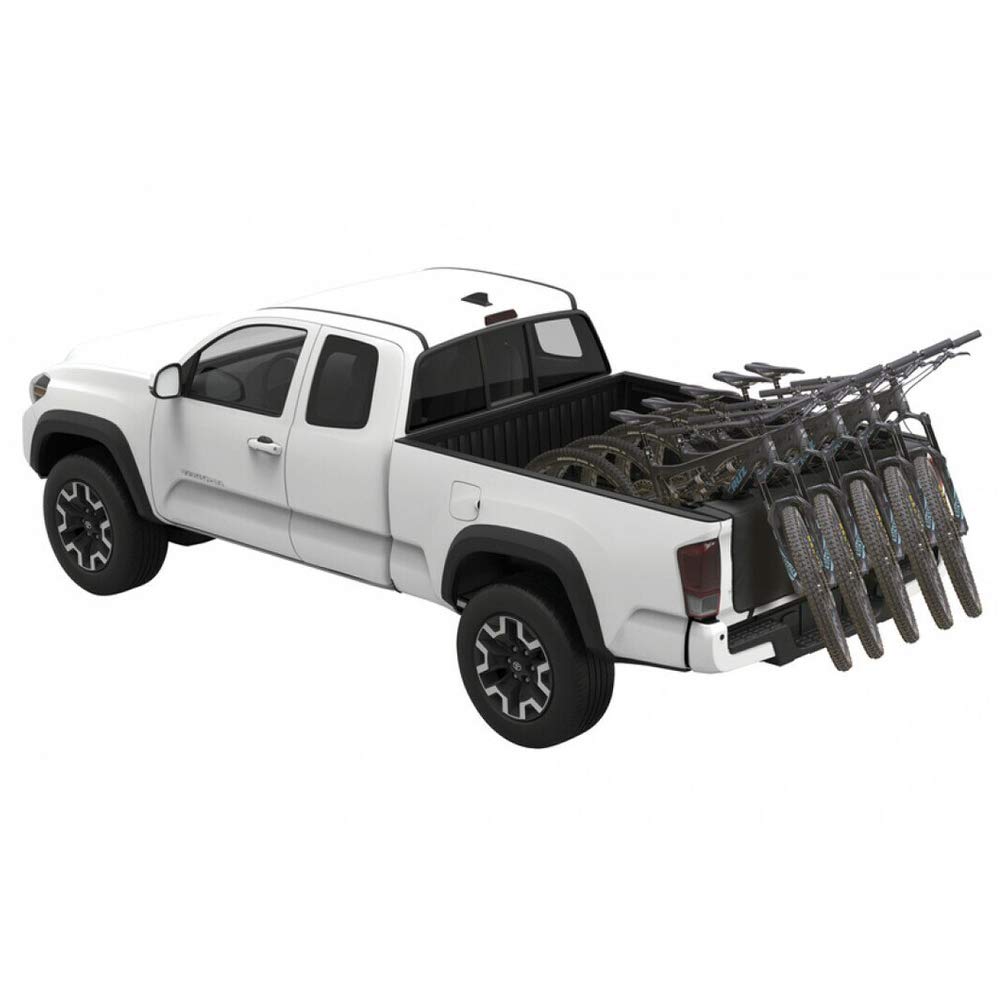 IKON MOTORSPORTS Tailgate Pad, Compatible With Most Trucks 53Inches Width Pickup, Black PVC Tailgate Pad w/ 5-Bike Straps & 1 Tool Bag
