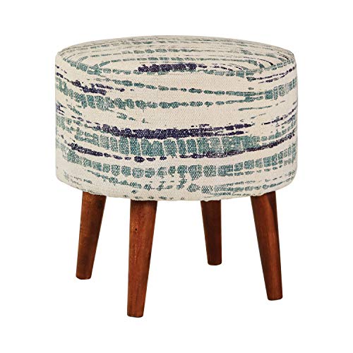 Coaster Home Furnishings Round Accent Stool Blue and White