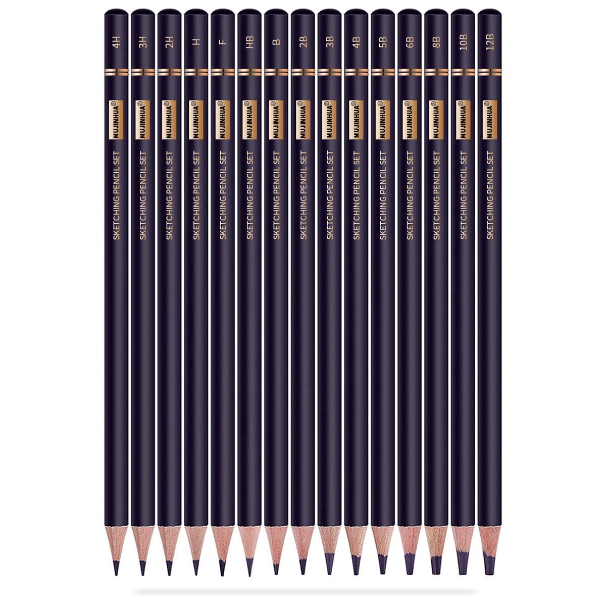 MUJINHUA - Sketch Pencils for Drawing, 15 Piece Graphite Pencils for Drawing, Sketching, and Shading - Ideal Art Supplies for Artists - Includes Various Hardness Options