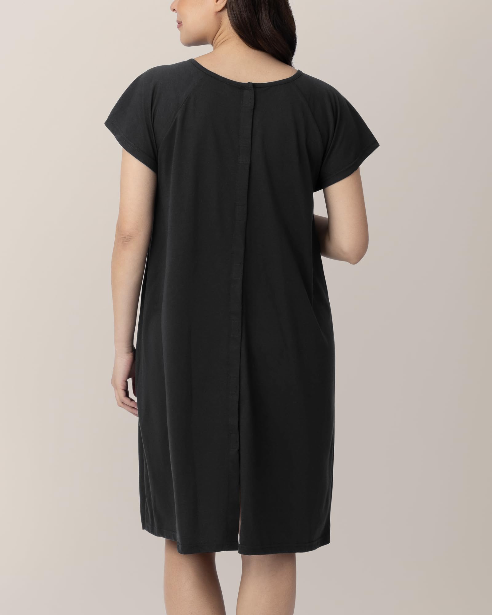 Kindred Bravely Labor and Delivery Gown | 3 In 1 Postpartum Nursing Hospital Gown (Black, S/M/L)