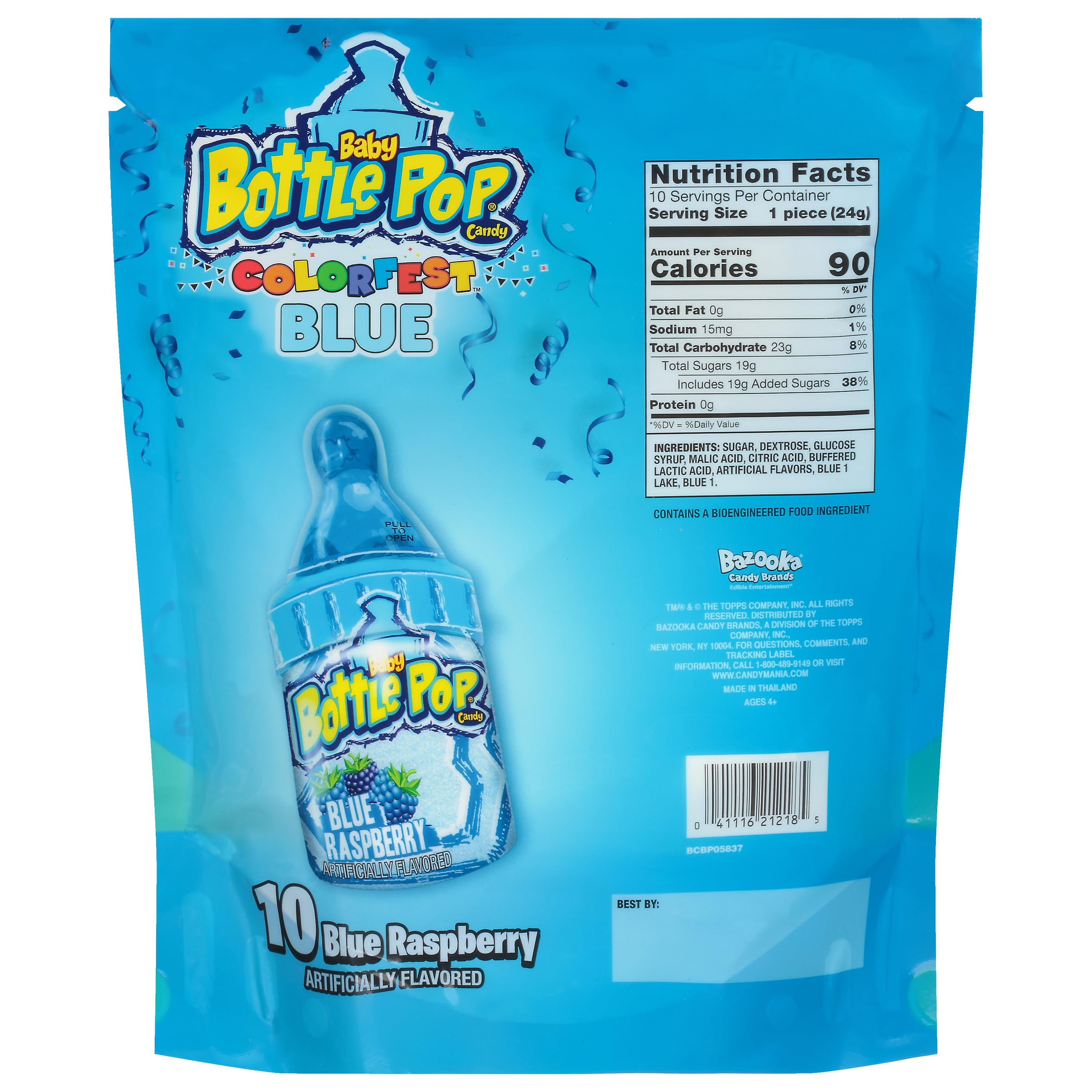 Baby Bottle Pop Easter Blue Candy Lollipops, 10 Ct Bulk Candy Lollipops with Powdered Sugar Dip in Blue Raspberry Flavor, Treats For Easter Basket Stuffers, Party Favors, Treats and Gifts for Kids