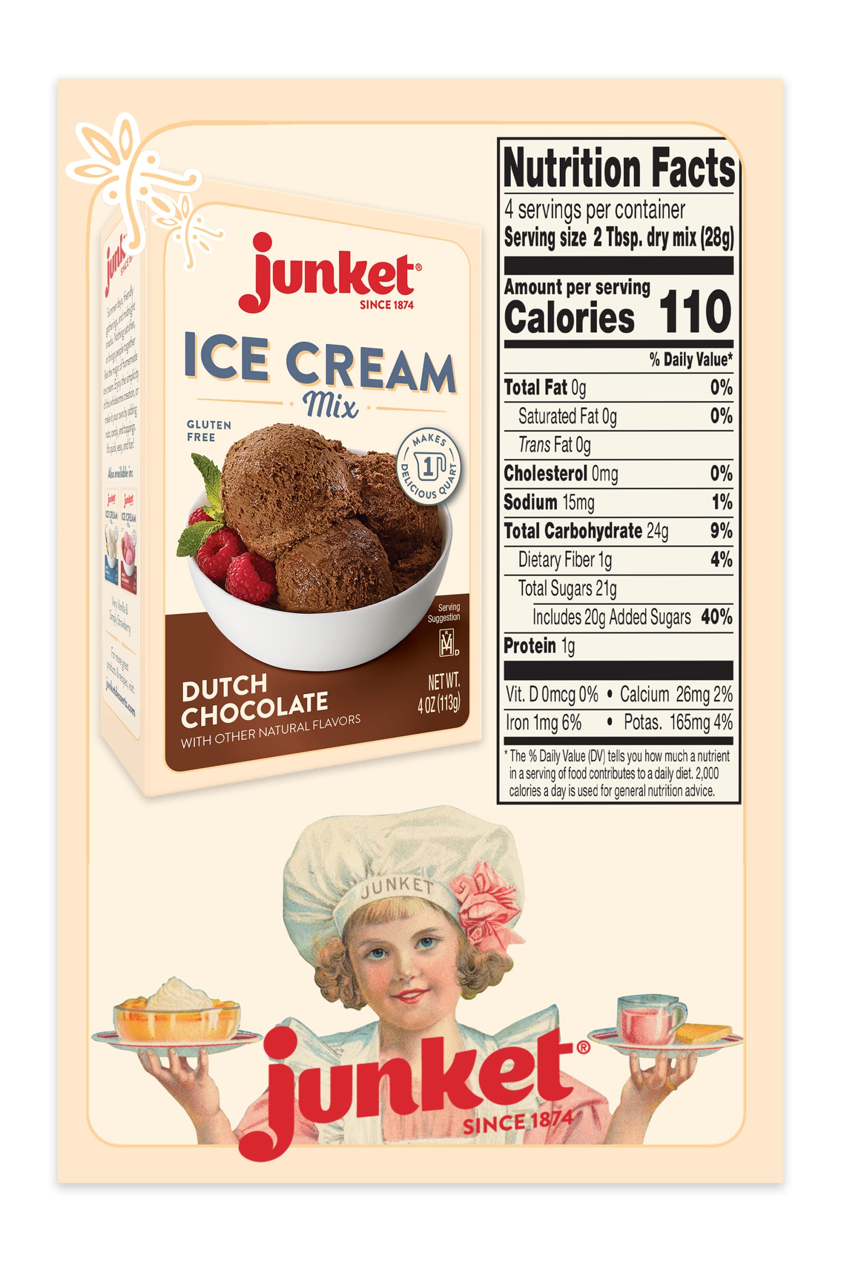 Junket Ice Cream Mix Dutch Chocolate, 4 Ounce