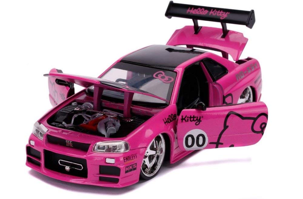 2002 Skyline GT-R with Hello Kitty, Pink - 31613-1/24 Scale Diecast Model Toy Car