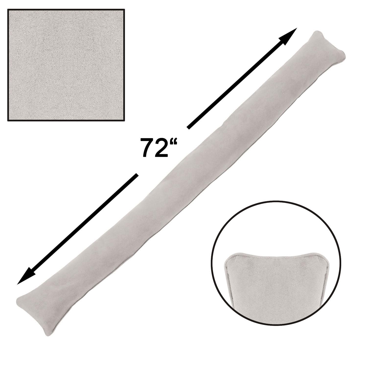Home District Door Draft Stopper - Weighted Faux Suede Patio Door Draft Blocker, Apartment Noise Blocker, Window Draft Dodger - 72" Long - Gray
