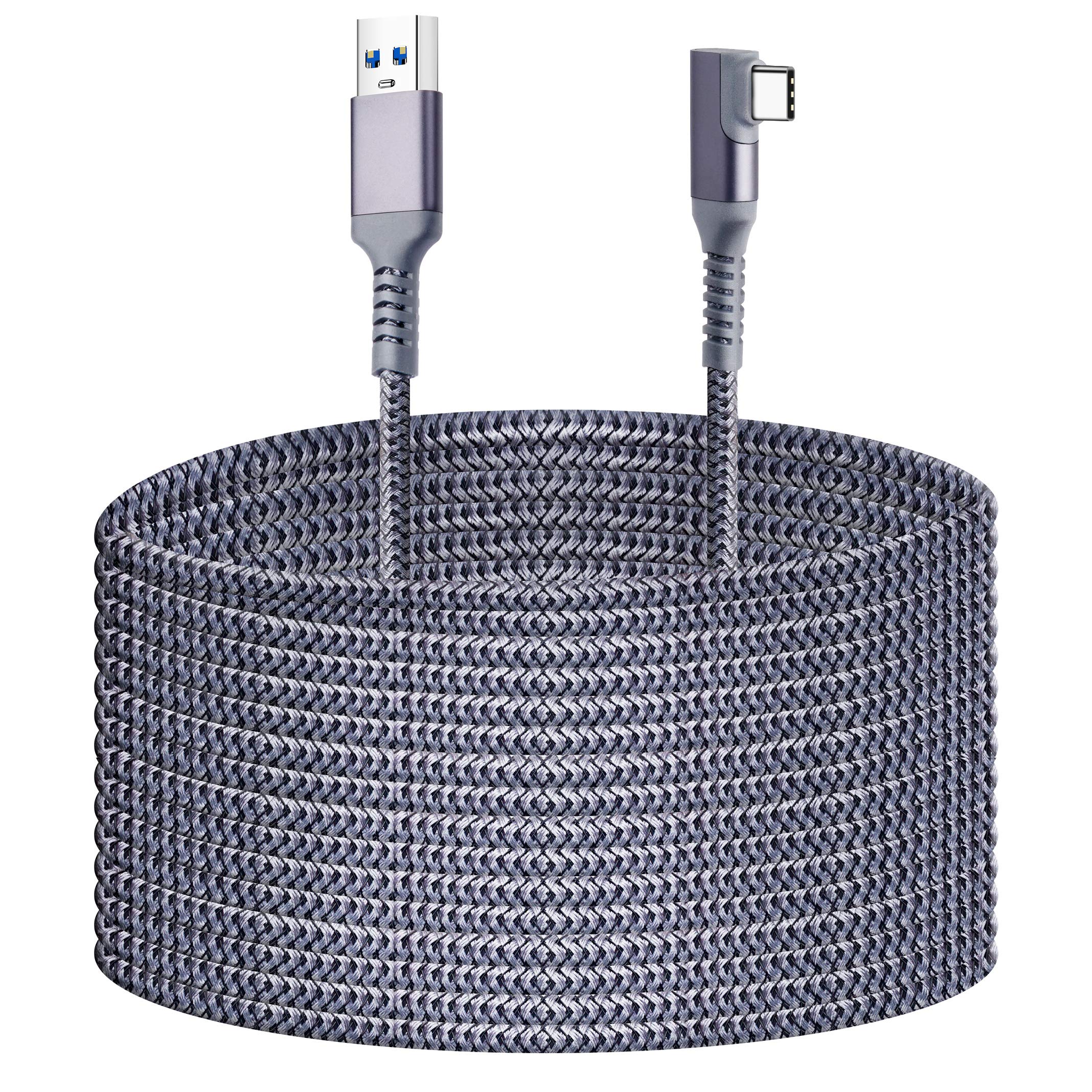 Kuject Link Cable 20FT Compatible for Oculus Quest 2, Nylon Braided USB 3 Type A to C 5Gbps VR Headset Charging Cable for Oculus Quest 2/1, High Speed Data Transfer for Gaming PC