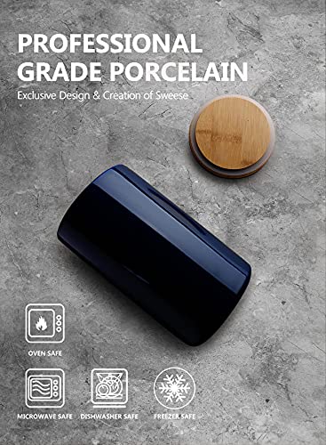 Sweese Ceramic Canisters for the Kitchen, 65oz Canister with Bamboo Lid Porcelain Food Storage Jar Modern and Clean Kitchen Organization for Coffee, Flour, Tea, Sugar, Airtight Container, Navy