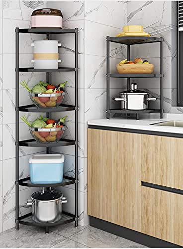 ZIGAMA 6-Tier Kitchen Pot Rack, Cookware Stand Storage Organizer ,Multi-Layer Corner Shelf Stand Stainless Steel Shelves for Kitchen