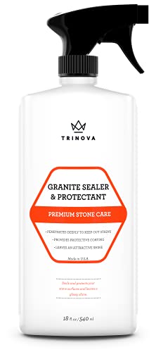 Granite Sealer & Protector ā Best Stone Polish, Protectant & Care Product ā Easy Maintenance for Clean Countertop Surface, Marble, Tile ā No Streaks, Stains, Haze, or Spots - 18 OZ - TriNova