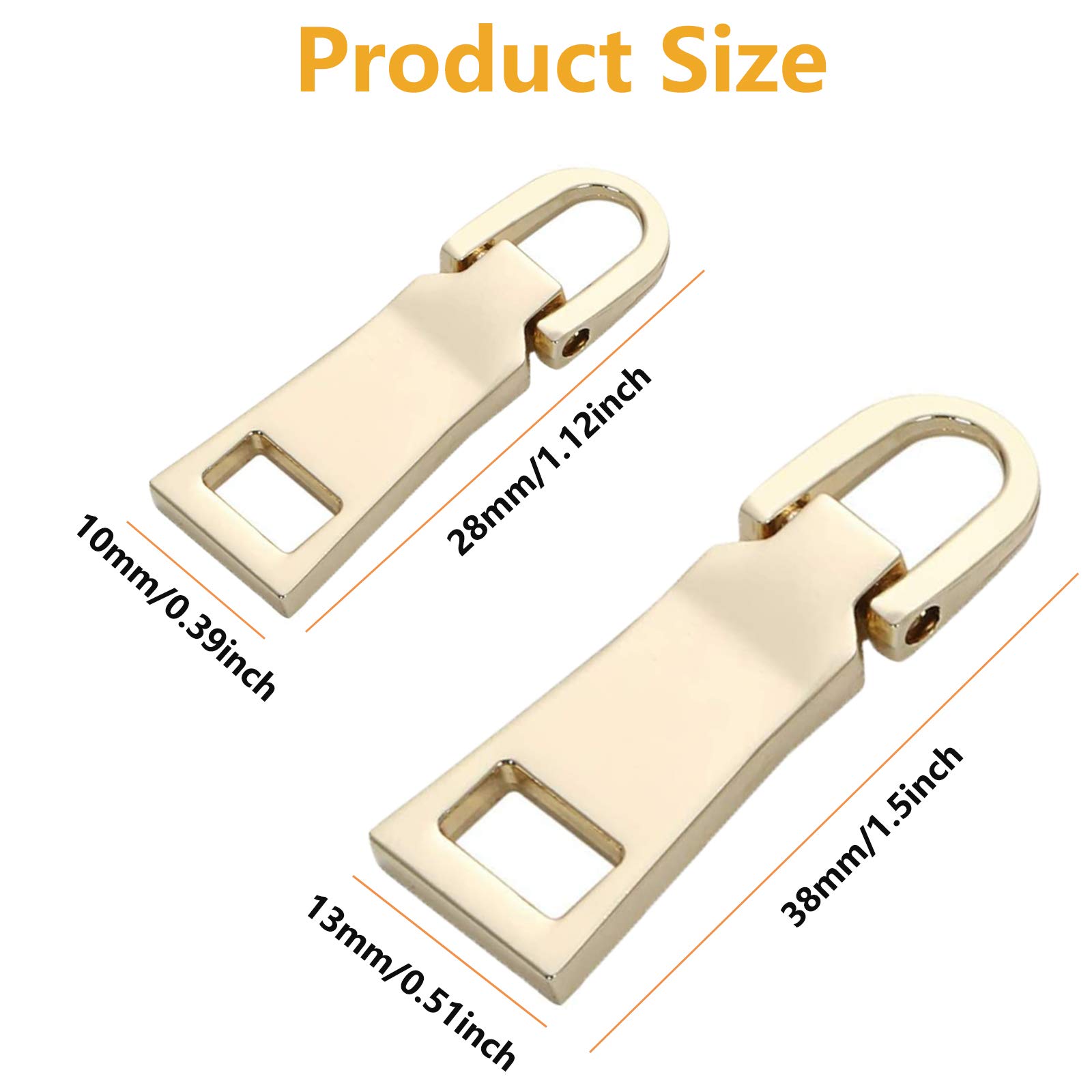 Zipper Pull Replacement,Metal Zipper Handle Mend Fixer Zipper Tab Repair for Luggage Suitcase Bag,Backpack,Jacket Bags,Coat Boots (Gold)